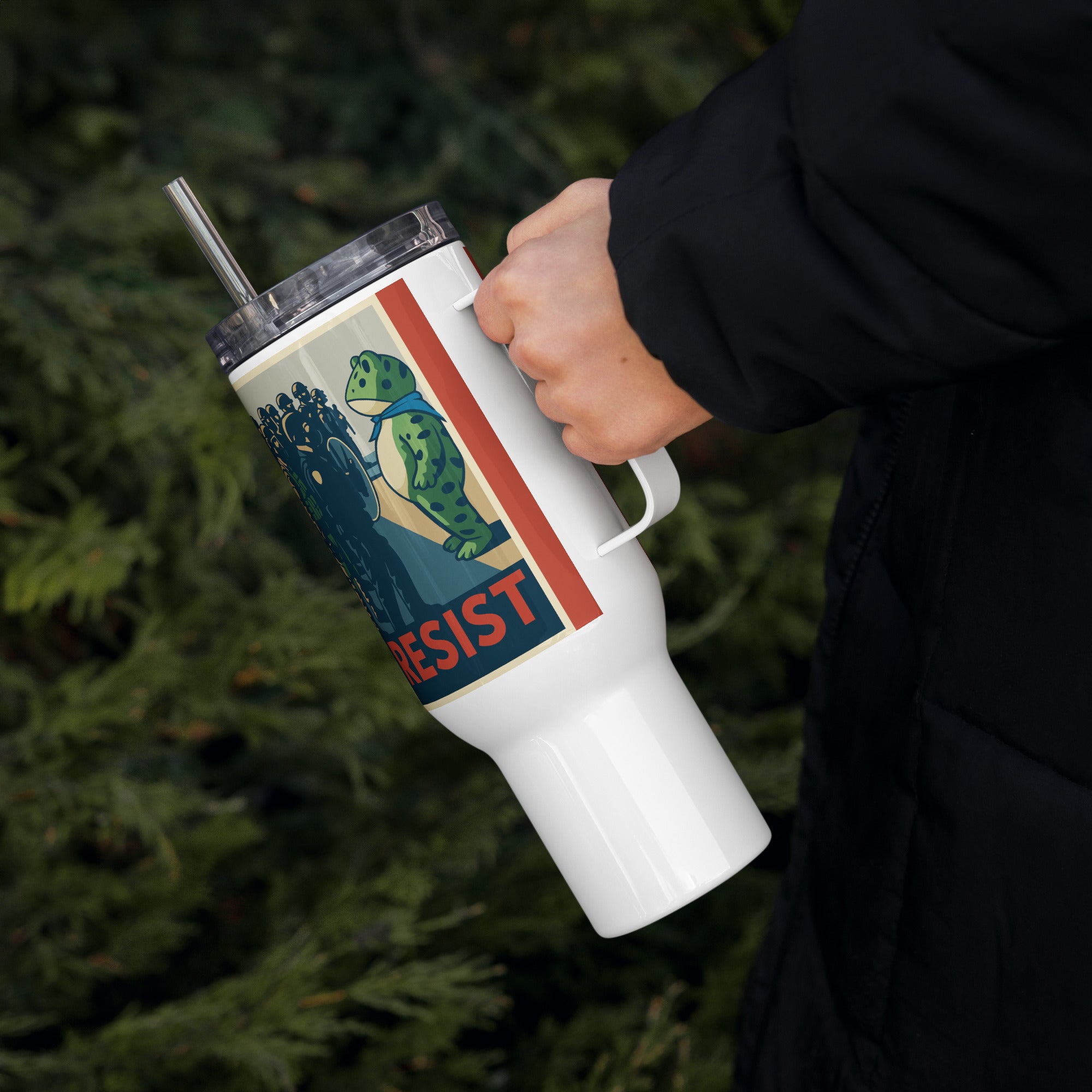 Portland Frog Resist Travel Mug with a Handle – Blue Stuff Store